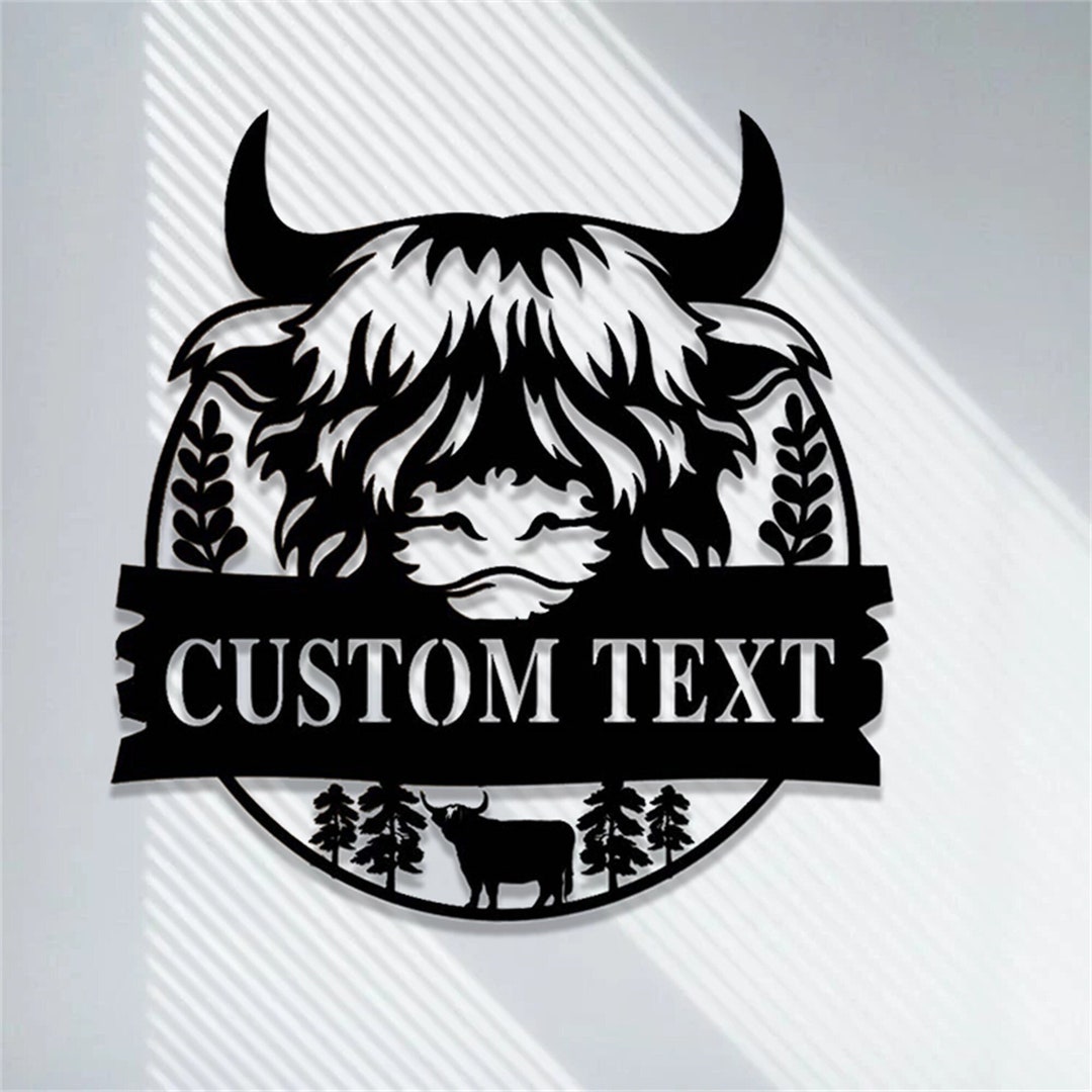 Custom Highland Cow Metal Sign,highland Cow Metal Wall Art,personalized ...