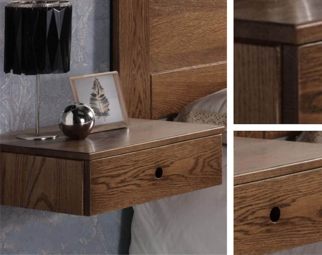 Floating Nightstand in Solid Oak / Floating Bedside Table / - Etsy UK