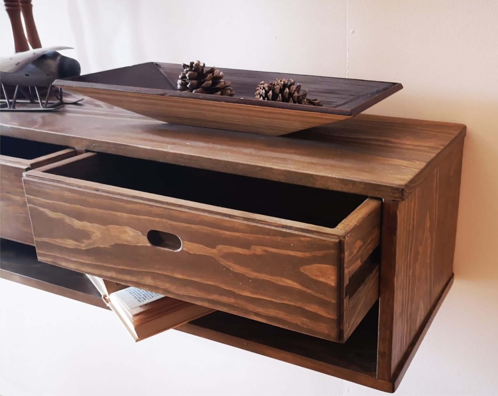 Floating Console Table With Two Drawers / Floating Console / - Etsy UK