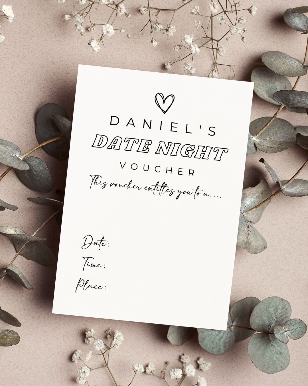 Personalised Date Night Voucher / Personalised Valentines Gift ...