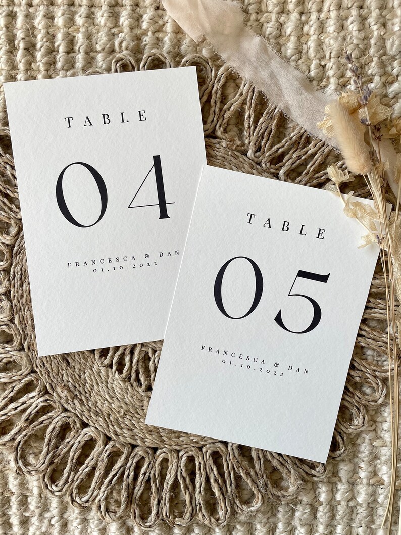 Personalised Classic Modern Table Numbers / Wedding Table - Etsy
