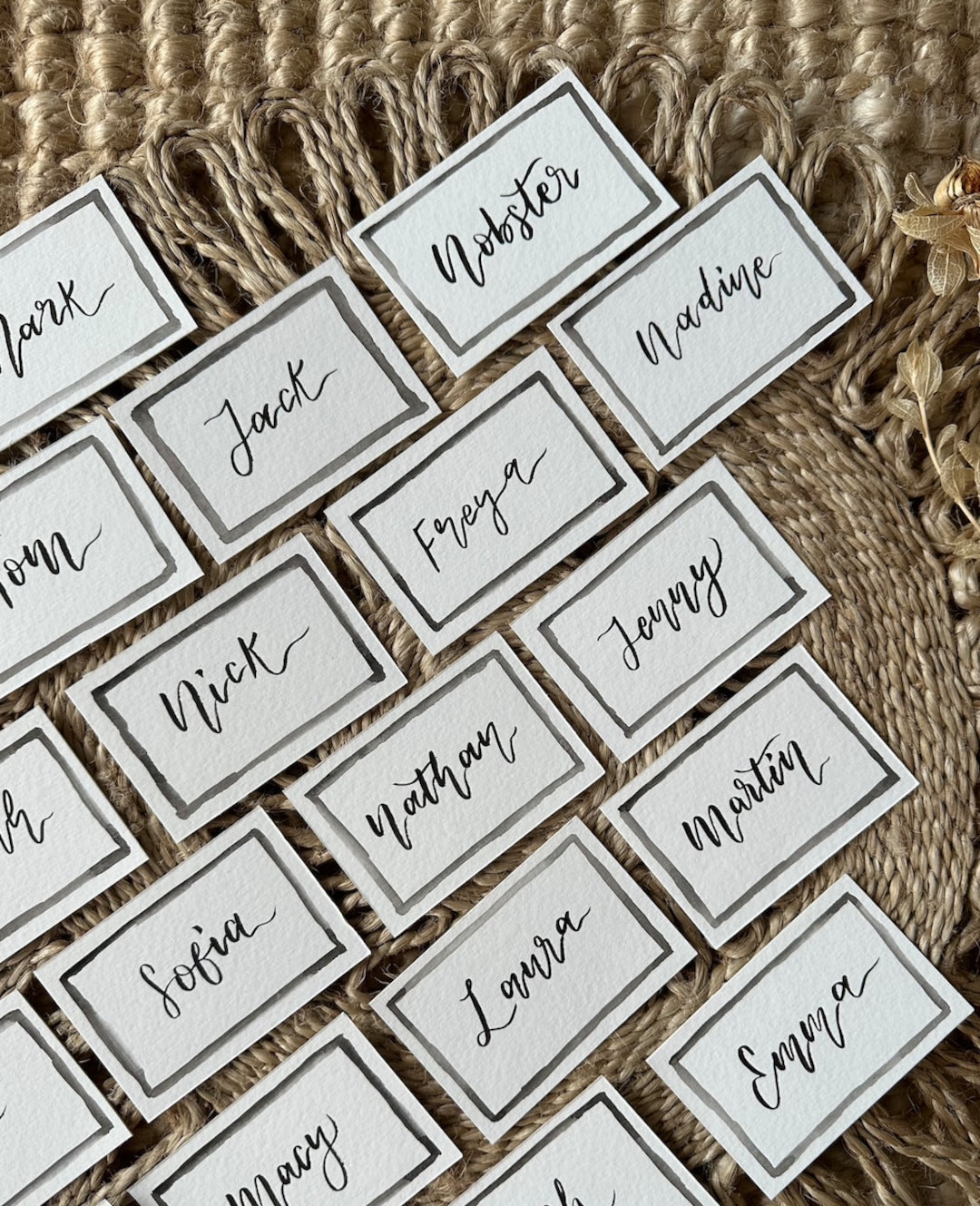 Painted Border Handwritten Modern Calligraphy Place Names, Watercolour ...