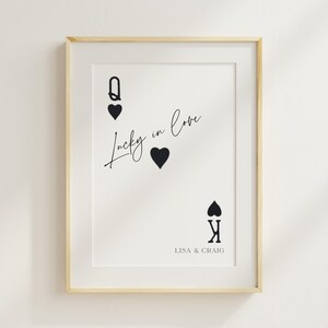 Personalised Queen King Hearts Playing Card Quote Poster, Love Quote ...
