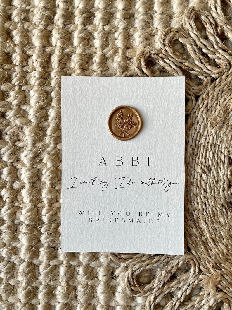 Personalised Gold Wax Seal Bridesmaid Proposal Card, Bridesmaid ...