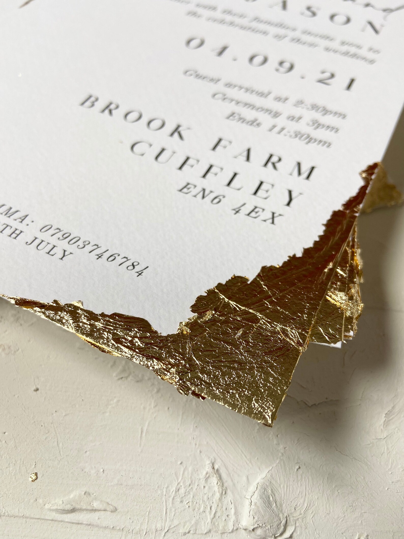 Bespoke Gold Leaf Wedding Invitation / Save the Date A5 With Envelope ...