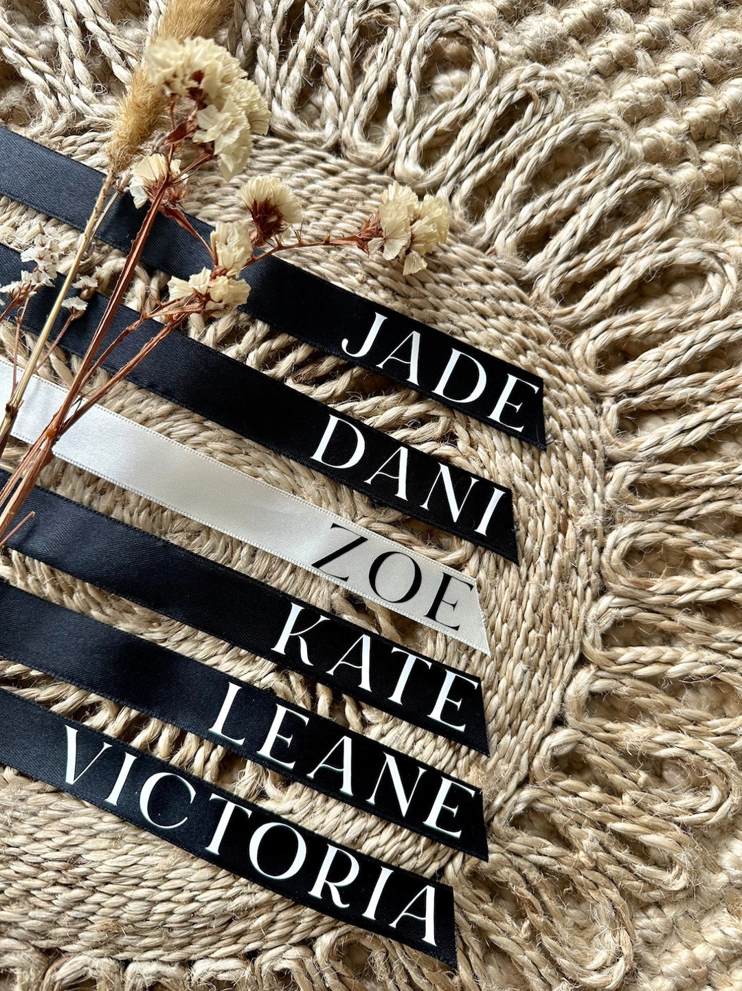 Satin Ribbon Place Name, Personalised Ribbon, Bridal Party Ribbon Place ...