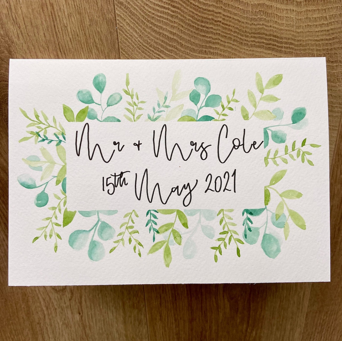 Personalised Wedding Card / Watercolour Wedding Card / Hand | Etsy