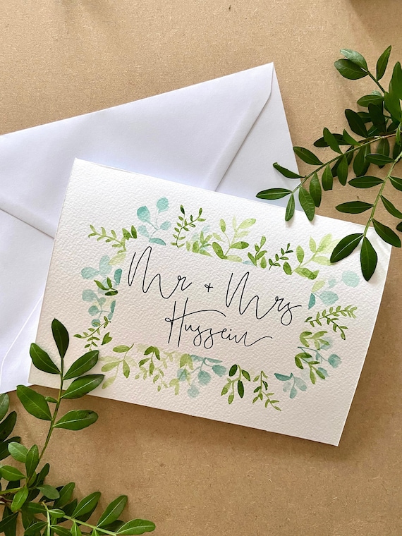 Personalised Wedding Card / Watercolour Wedding Card / Hand | Etsy