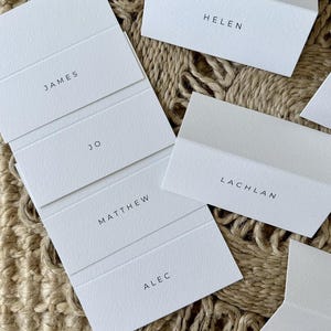 Modern White Card Folded Custom Place Names, Classic Folded Wedding ...