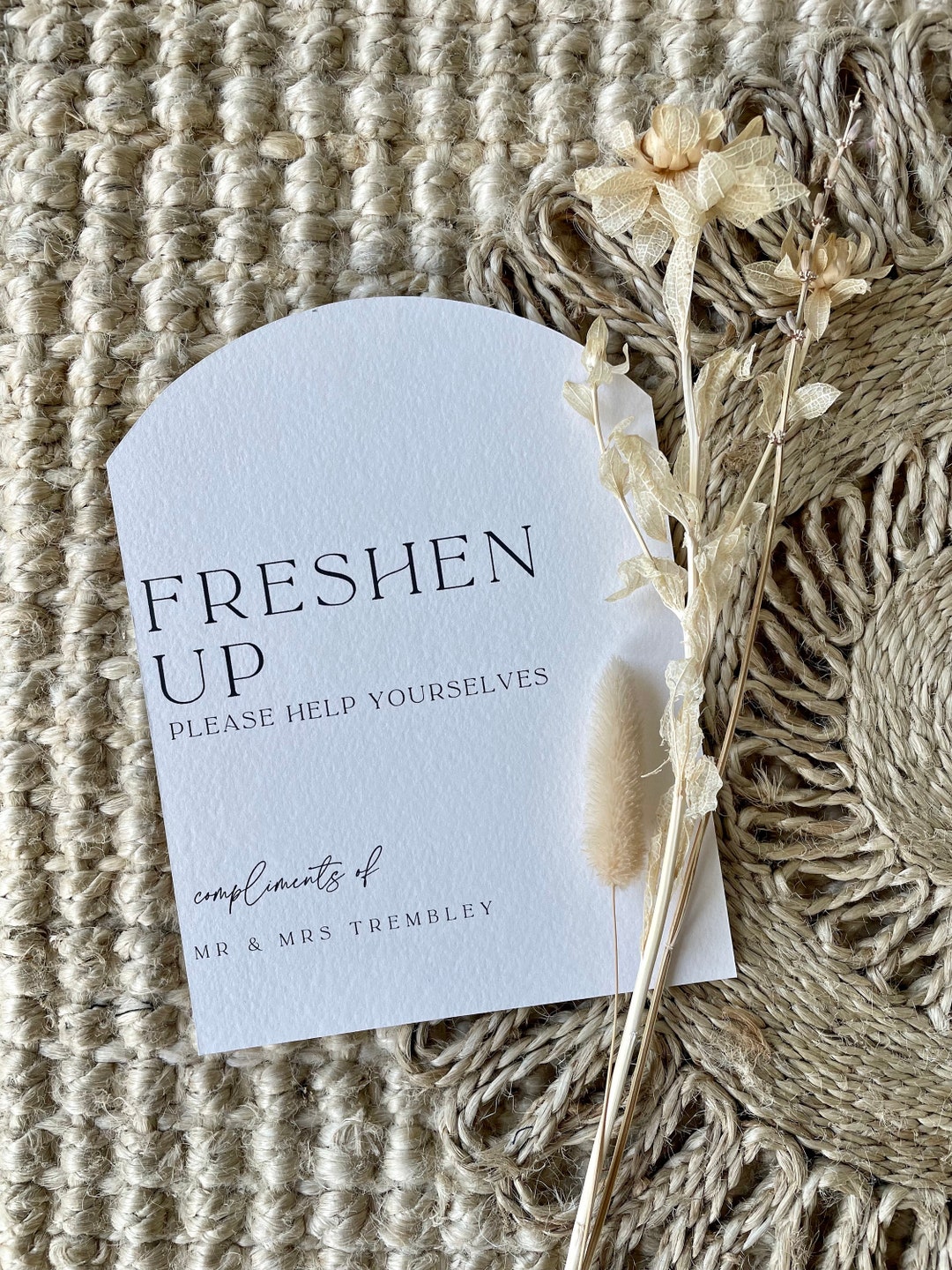 Personalised Arch Freshen up Wedding Sign, Toilet Wedding Sign ...