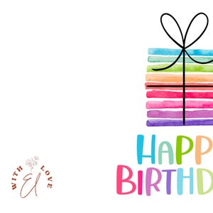 Colourful Happy Birthday Present Card - Multicoloured Birthday Card ...