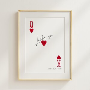 Personalised Queen King Hearts Playing Card Quote Poster, Love Quote ...