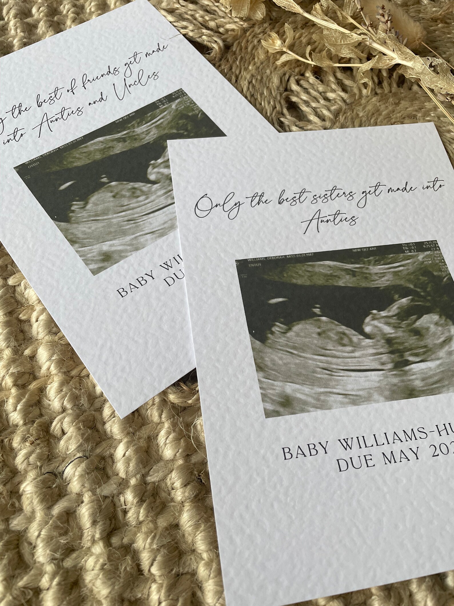 Personalised Custom Baby Scan Announcement Cards, Baby Announcement ...