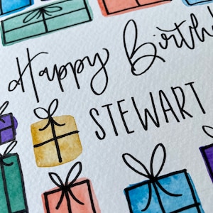 Personalised Name Happy Birthday Card / Birthday Present Card / Hand ...