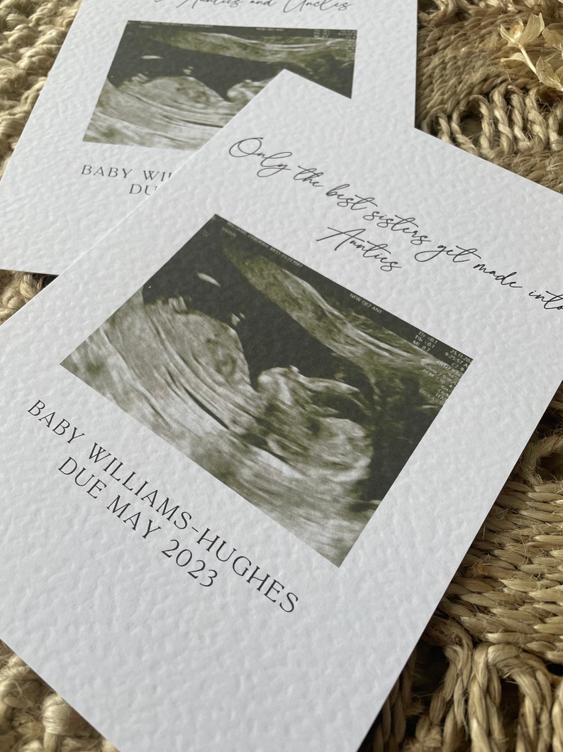 Personalised Custom Baby Scan Announcement Cards, Baby Announcement ...