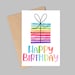 Colourful Happy Birthday Present Card - Multicoloured Birthday Card ...