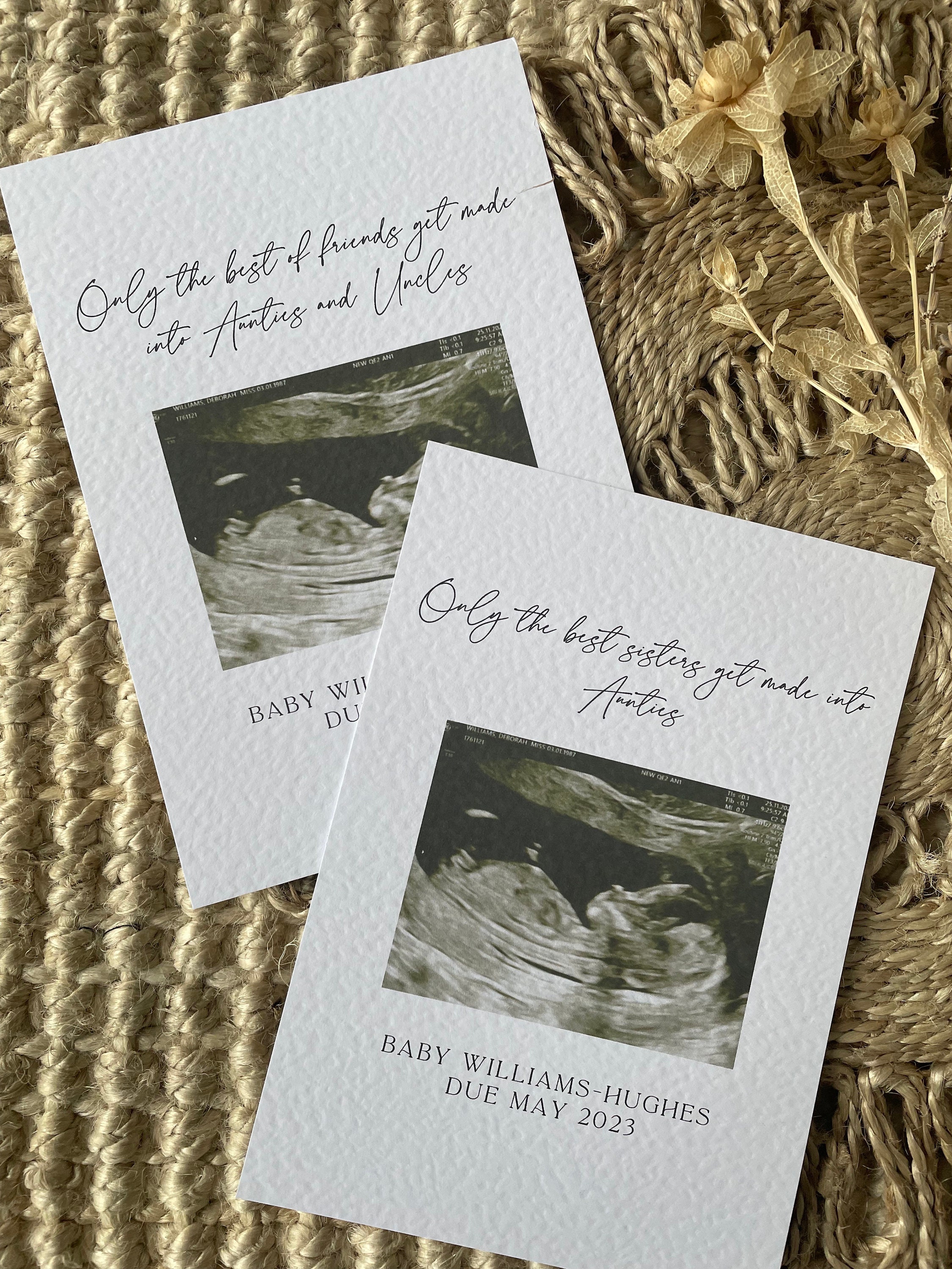 Personalised Custom Baby Scan Announcement Cards, Baby Announcement ...