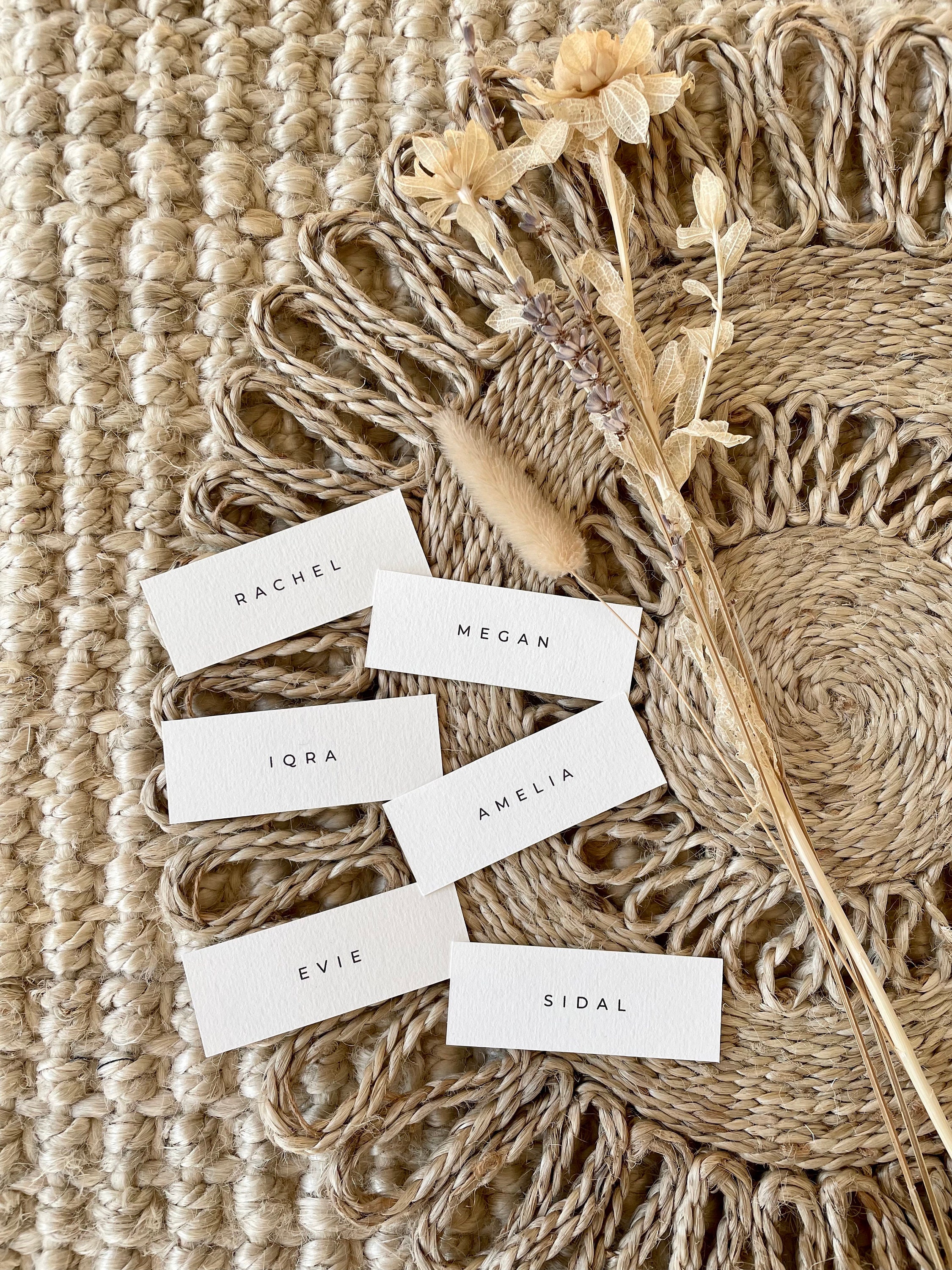 Personalised Event Place Names / Modern Place Cards / Minimalist Names ...