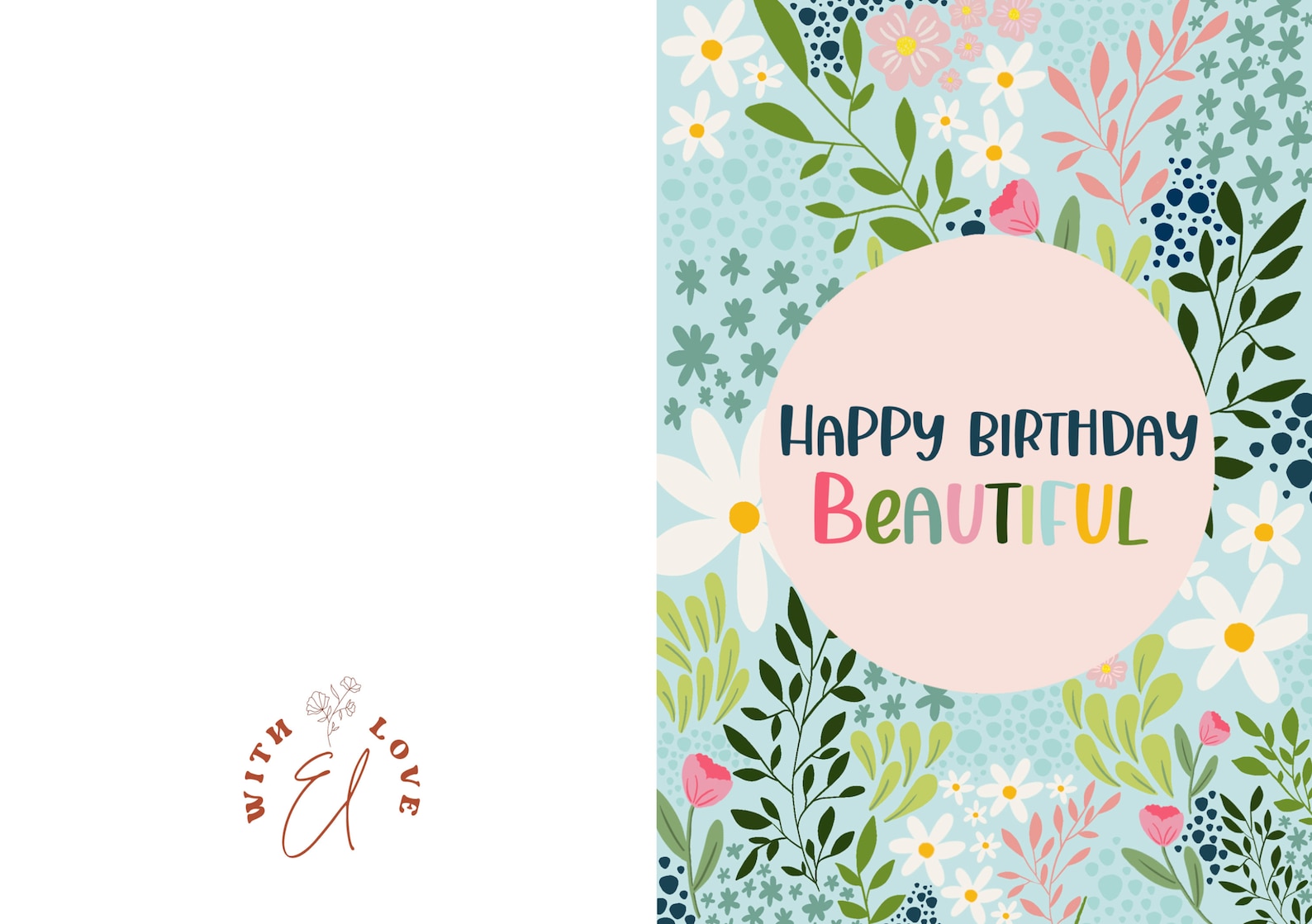 Happy Birthday Beautiful Greeting Card Bright Floral Design - Etsy
