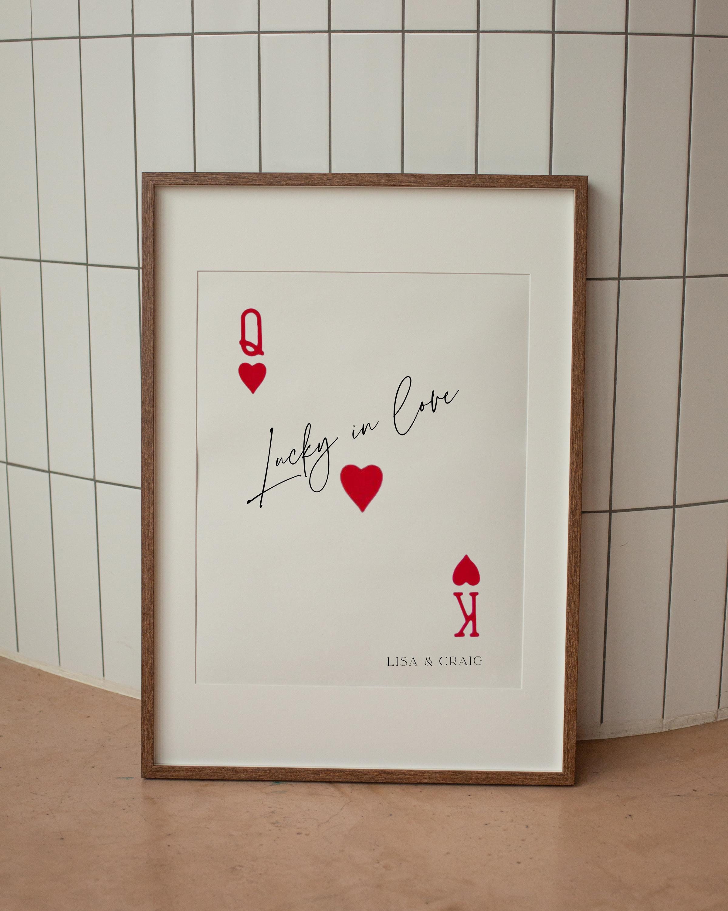 Personalised Queen King Hearts Playing Card Quote Poster, Love Quote ...