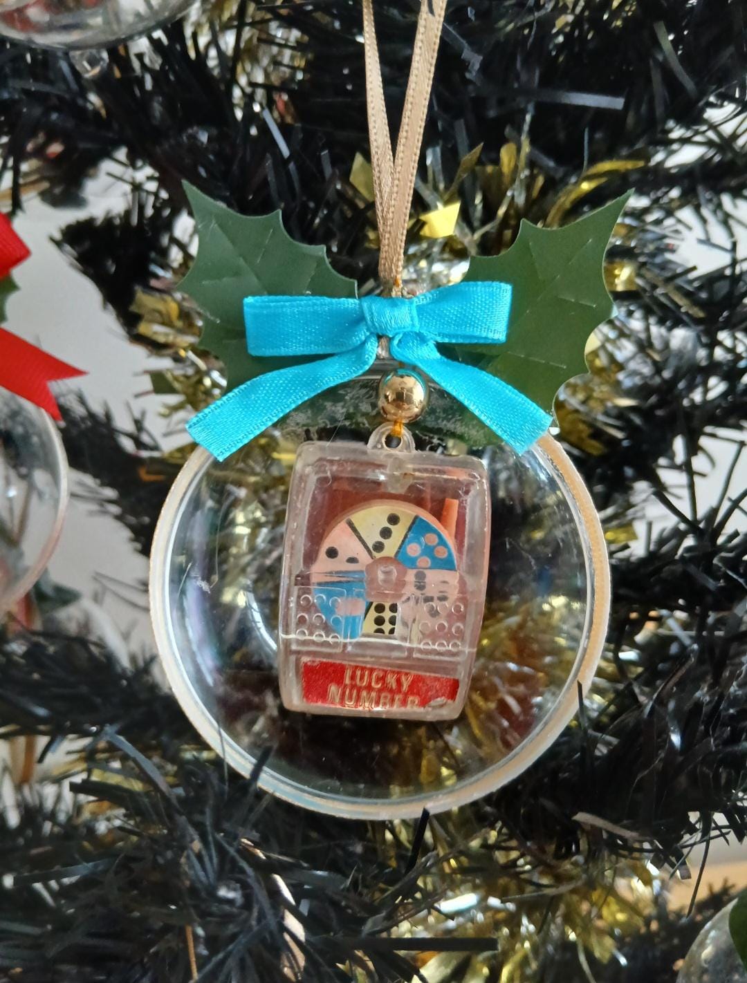 Vintage Christmas Cracker Toy Bauble: Repurposed Lucky Numbers Game - Etsy