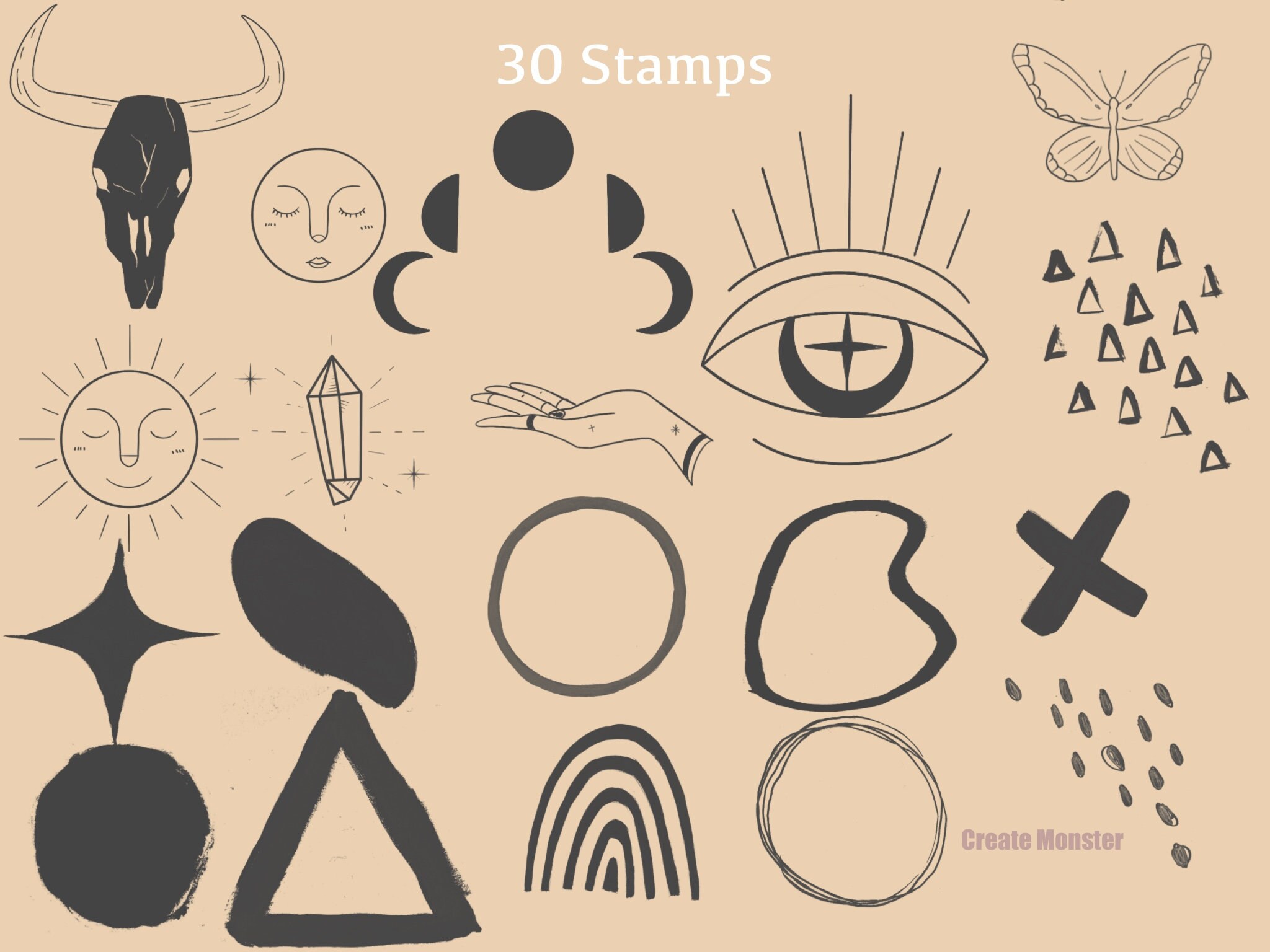 Procreate Boho Stamps Procreate Doodle Stamps Plant Stamps - Etsy