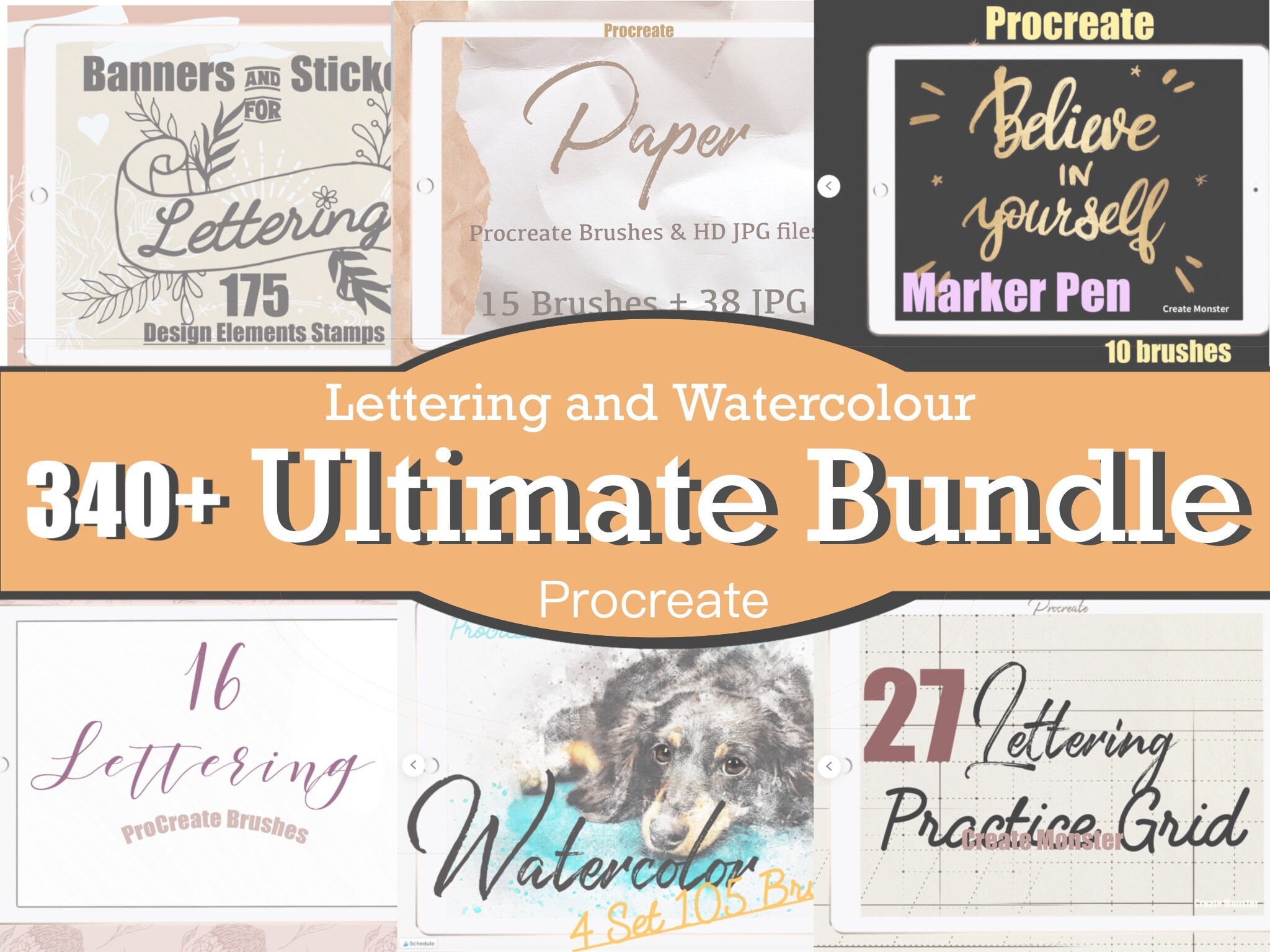 340 Procreate Brushes & Stamps Bundle Ultimate Bundle for - Etsy
