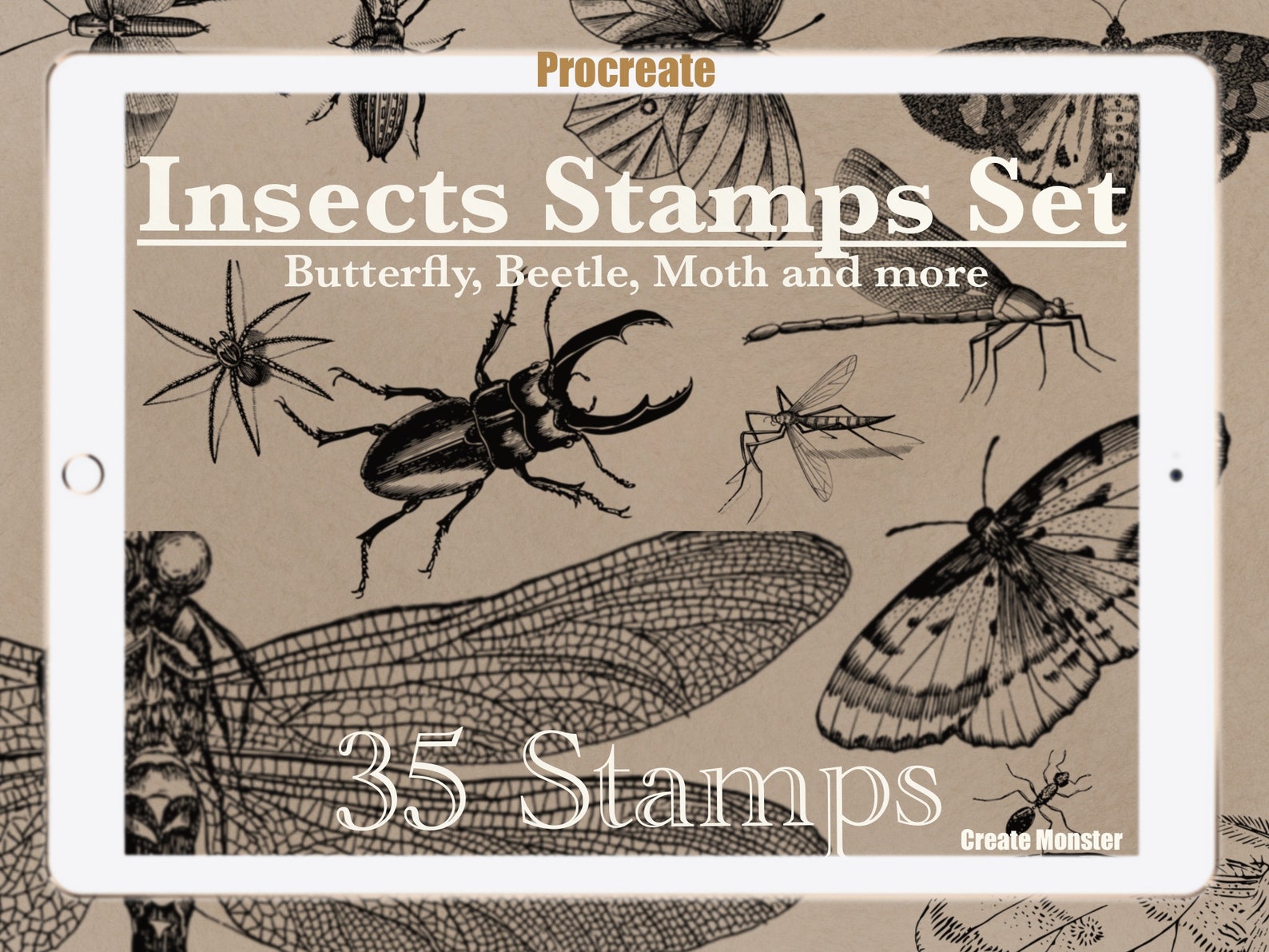 Procreate Butterfly and Moth Stamps 35 Procreate Insects | Etsy