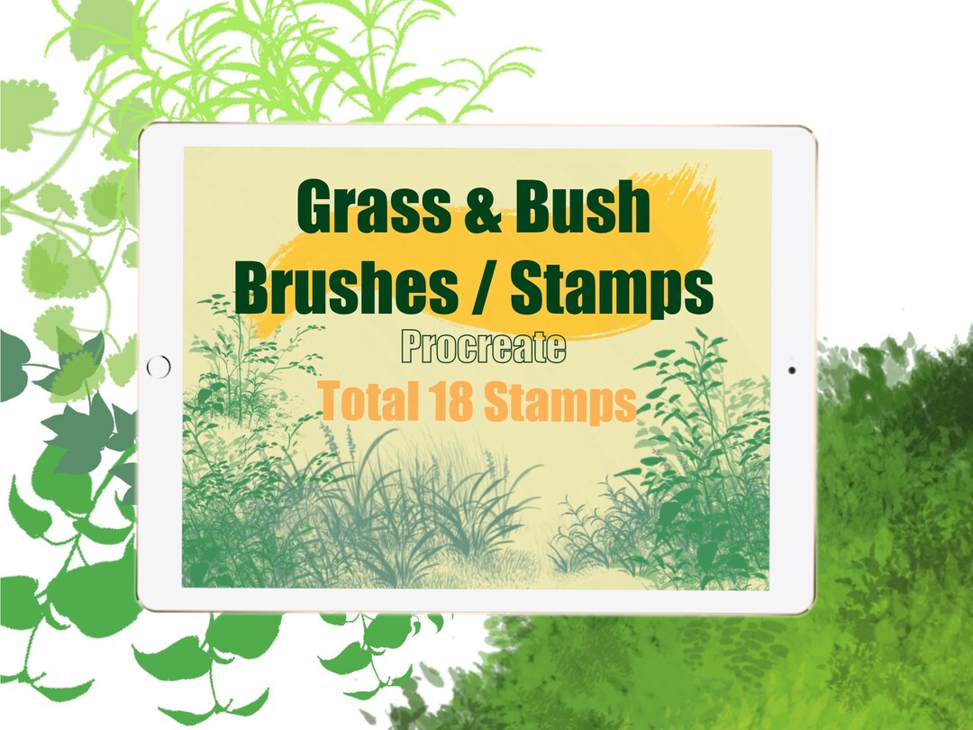 18 Procreate Stamps Brushes Grass Weed Brushes Bushes Greenery Garden ...