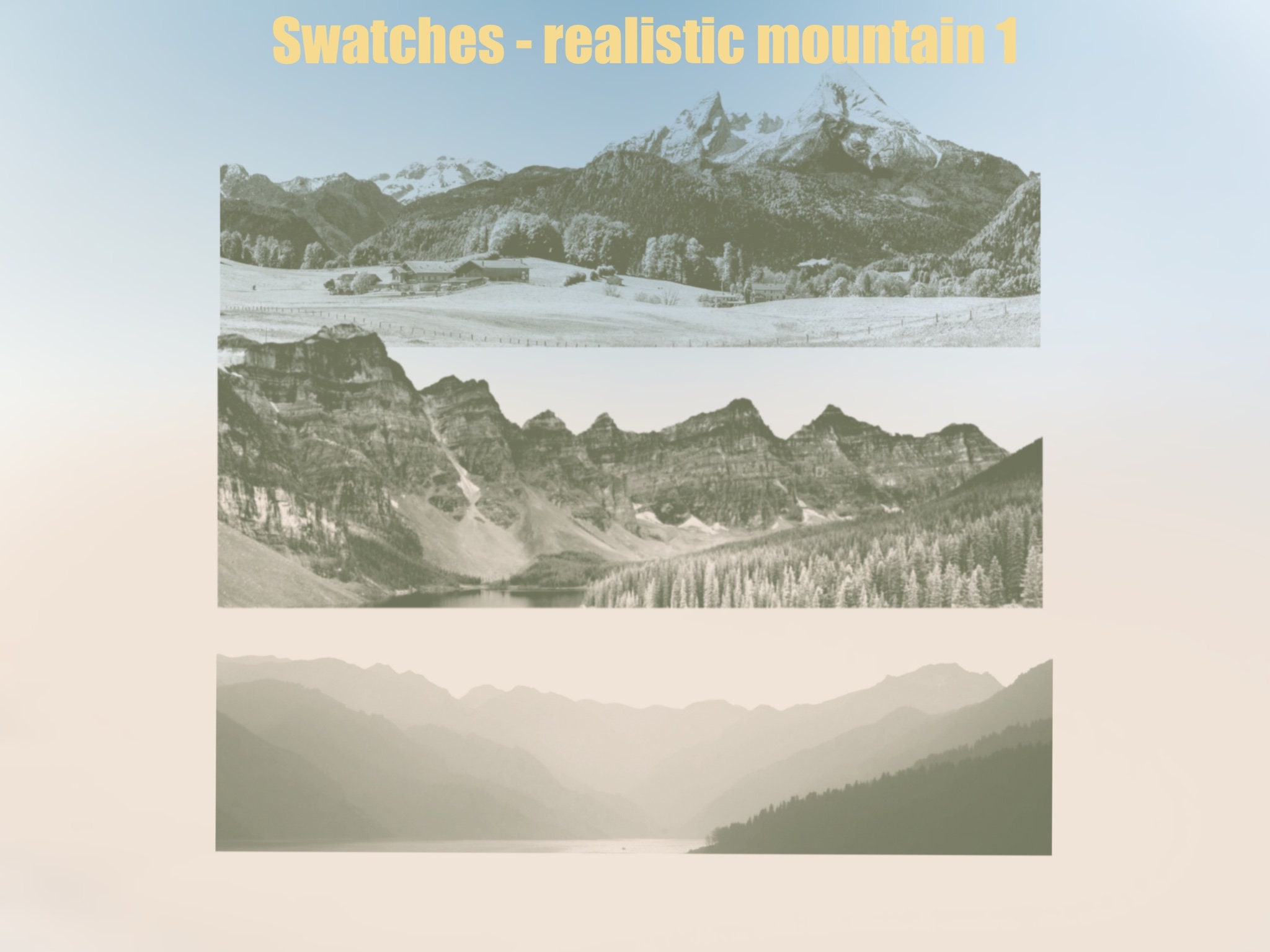 39 Procreate Stamps Brushes Mountain Scene Maker | Etsy