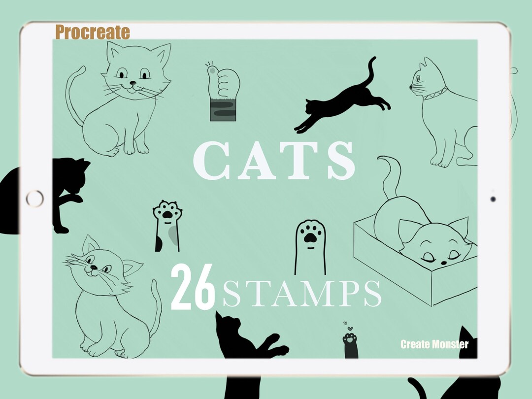 26 Procreate Cats Stamps Procreate Cute Stamps Cartoon - Etsy