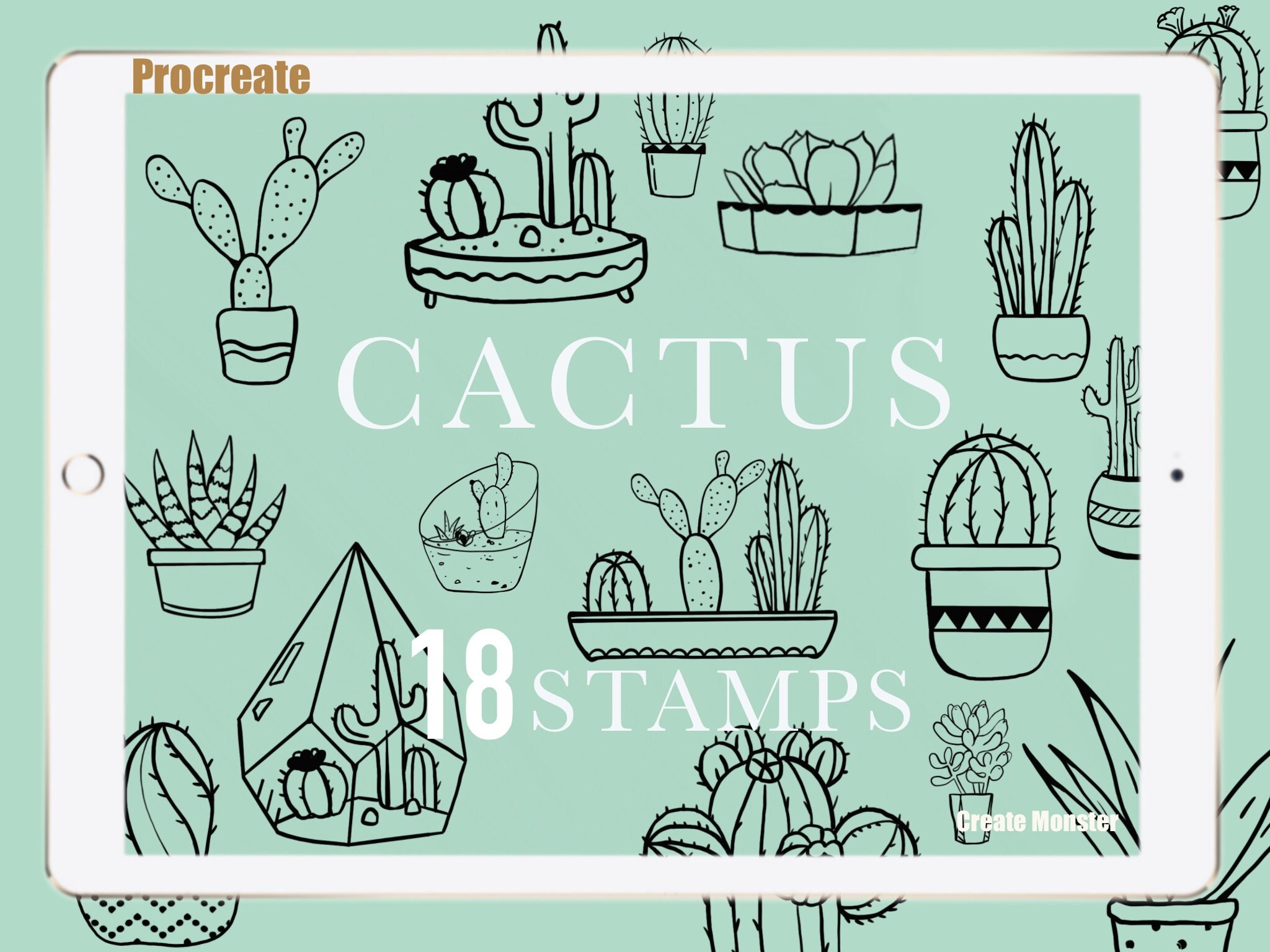 Procreate Succulent Stamps Procreate Cactus Stamps Plant | Etsy