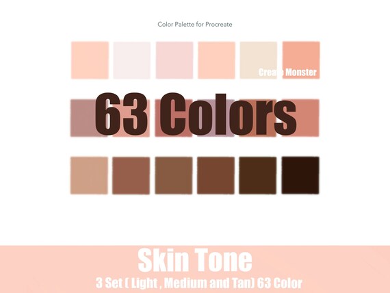 Procreate Skin Palette 63 Colors Best Skin Tone Palette | Etsy