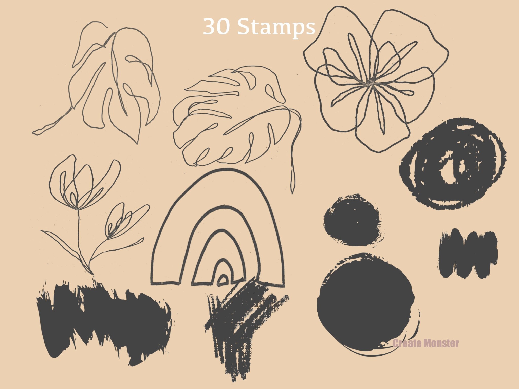 Procreate Boho Stamps Procreate Doodle Stamps Plant Stamps - Etsy