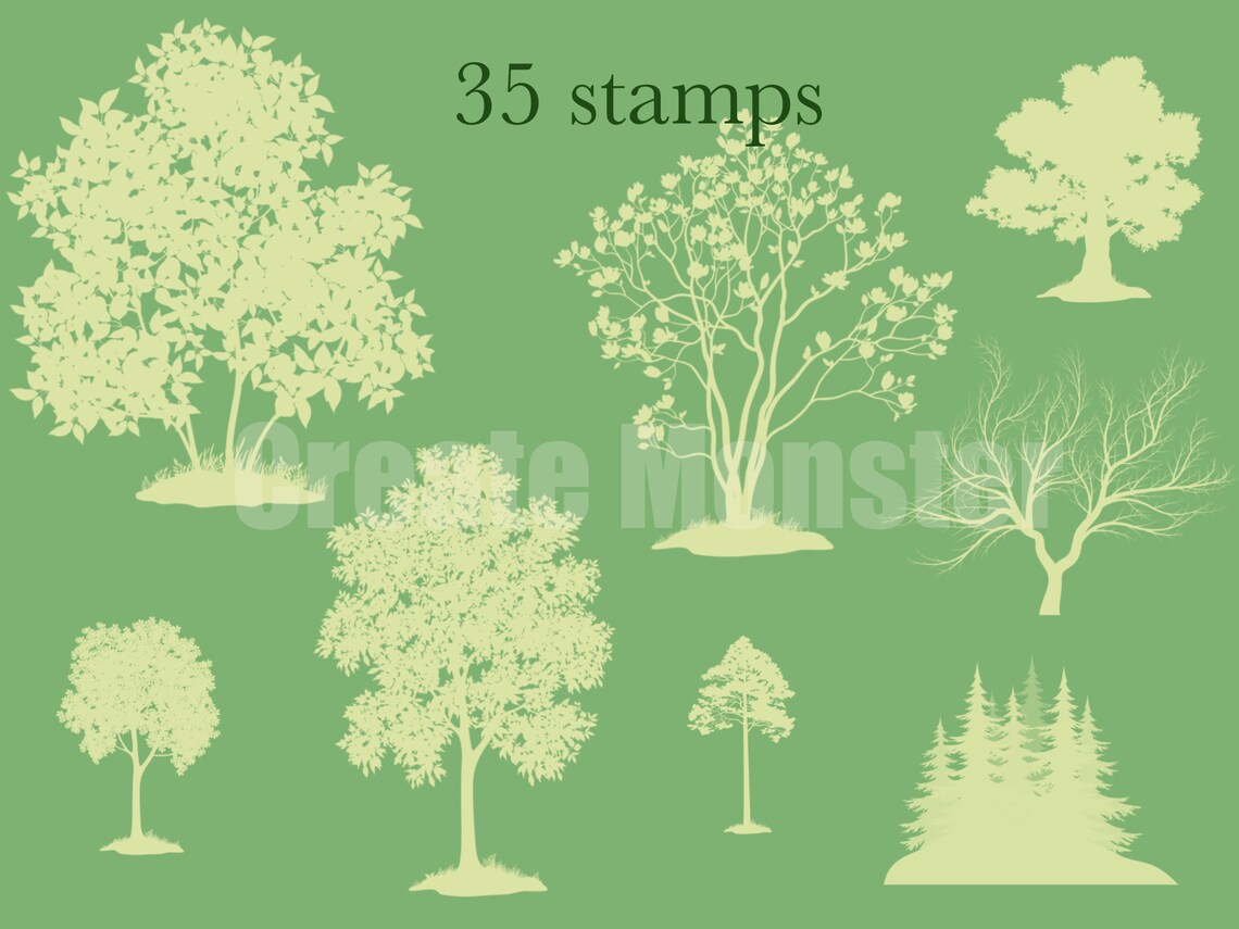 35 Procreate Treesstamps Procreate Forest Stamps Plant - Etsy