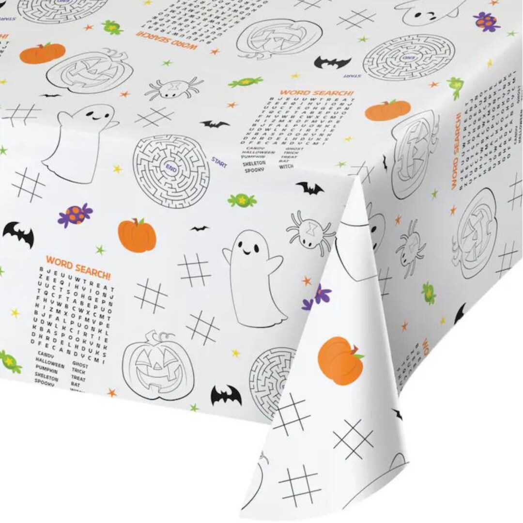 Kids Halloween Activity Paper Table Cover 54 X 88 Disposable Halloween ...