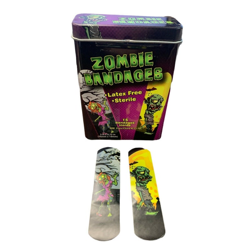 Family Fun Bandages Zombies Bacon Kawaii First-aid Kit 3 Tins Latex ...