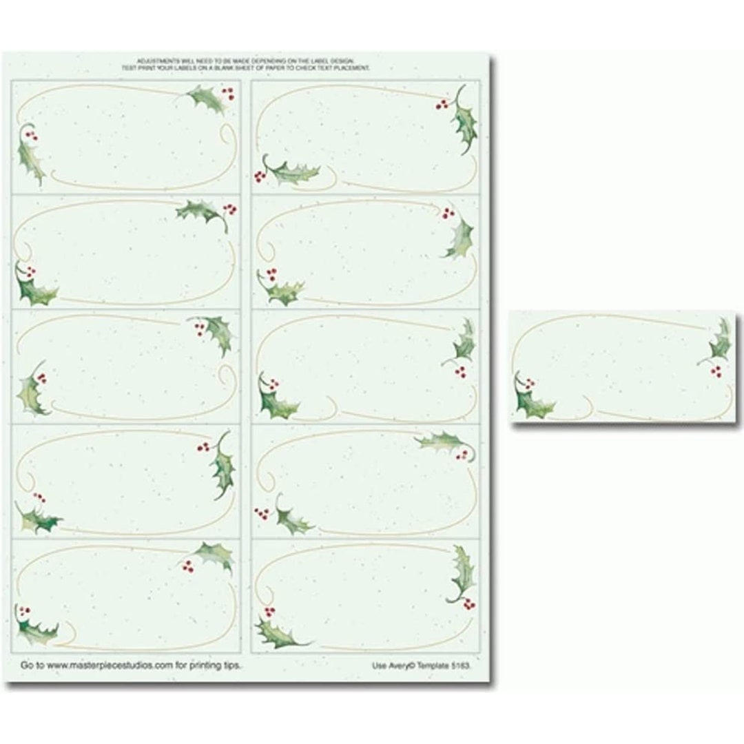 Christmas Holly Shipping Labels 5 Sheets 50 Count - Etsy