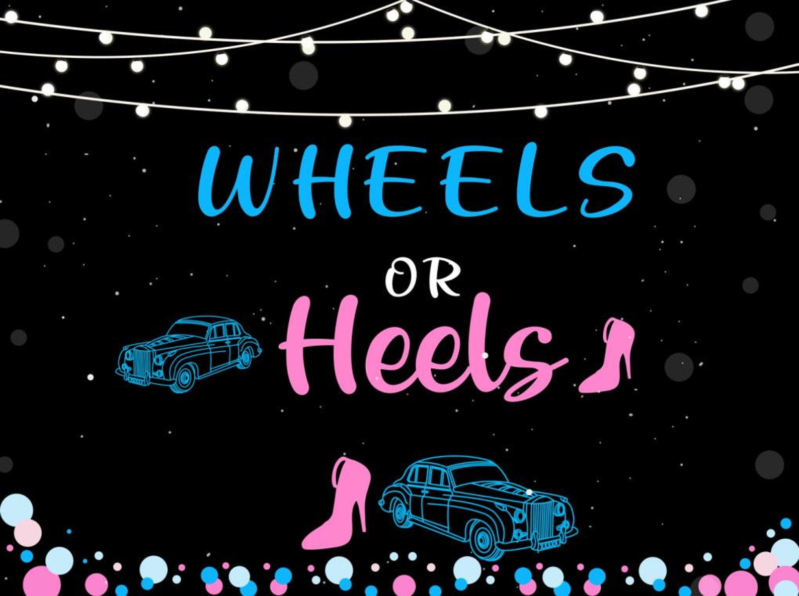 Wheels or Heels Gender Reveal Photo Backdrop Baby Shower Boy | Etsy