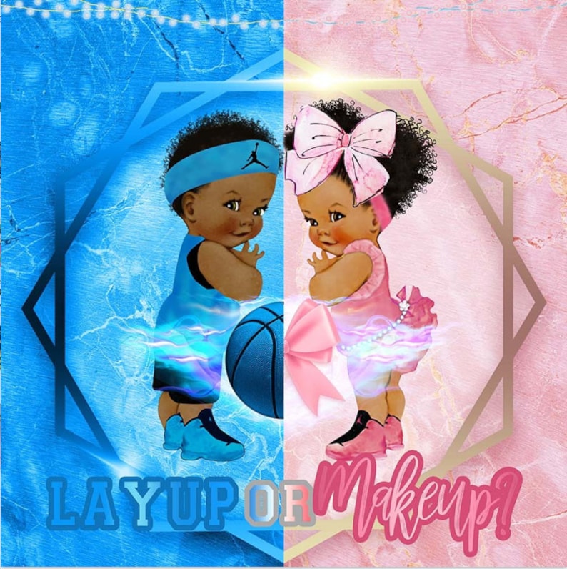 Layup or Makeup Gender Reveal Photo Backdrop Sport Baby Shower - Etsy