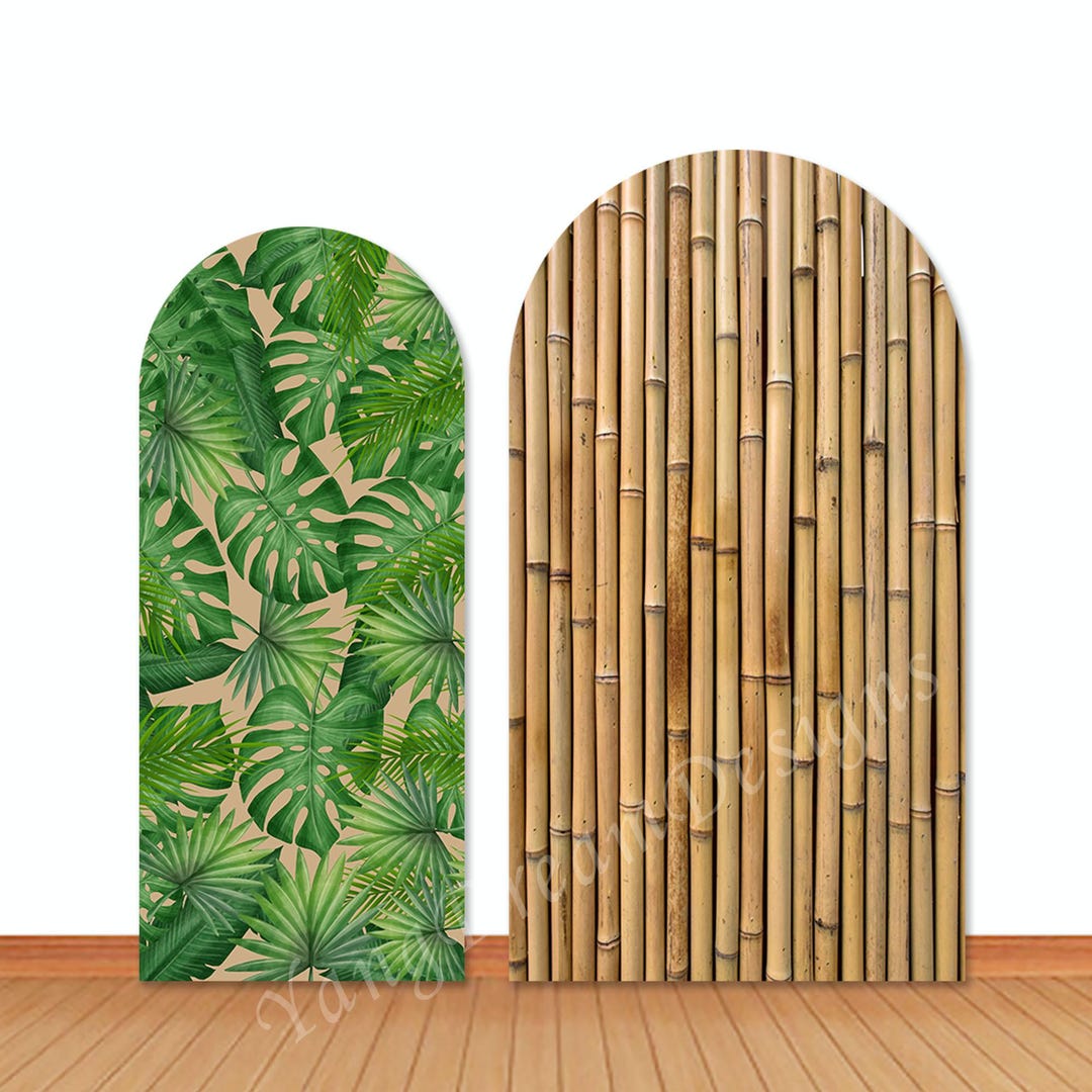 Tropical Palm Leaves & Bamboo Photo Backdrop Arch Cover - Etsy
