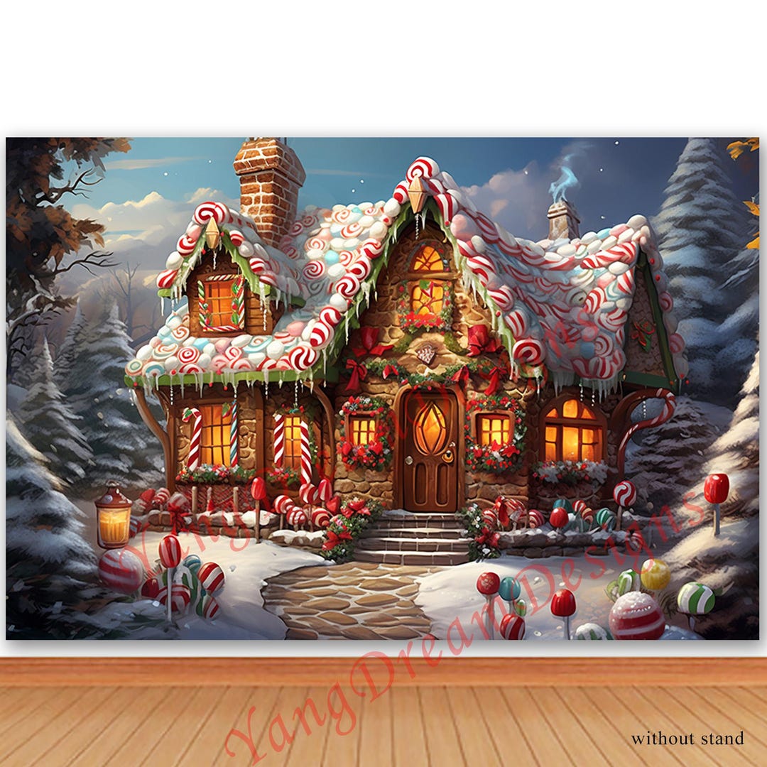 Christmas Photo Backdrop Candyland Snow Scenery Photography Background ...