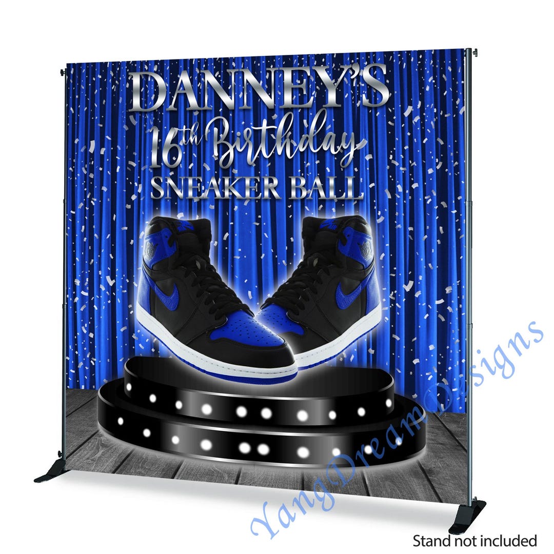 Sneaker Ball Birthday Photo Backdrop Royal Blue Photography Background ...