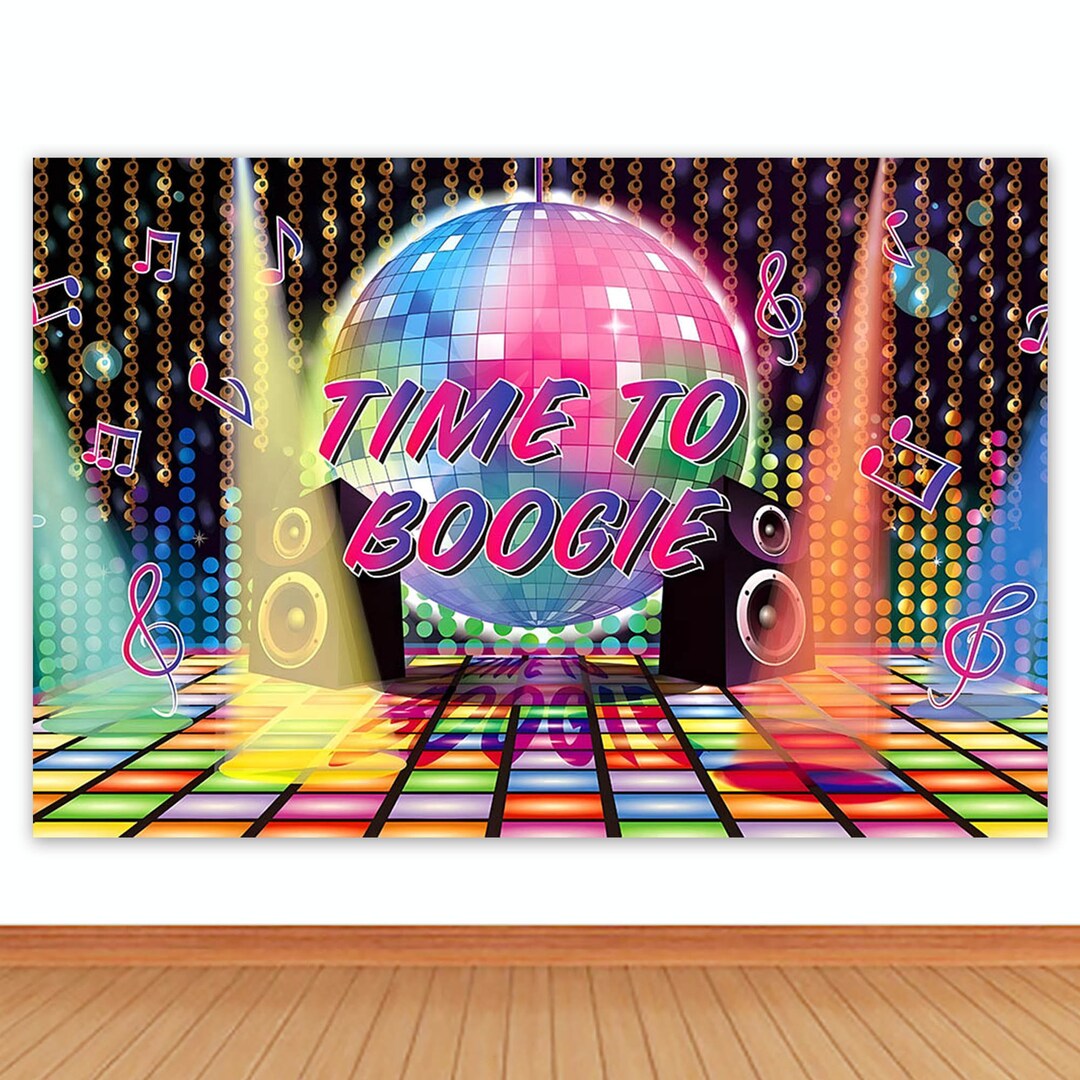 Time to Boogie Photo Backdrop Vintage Retro Disco Birthday Party ...