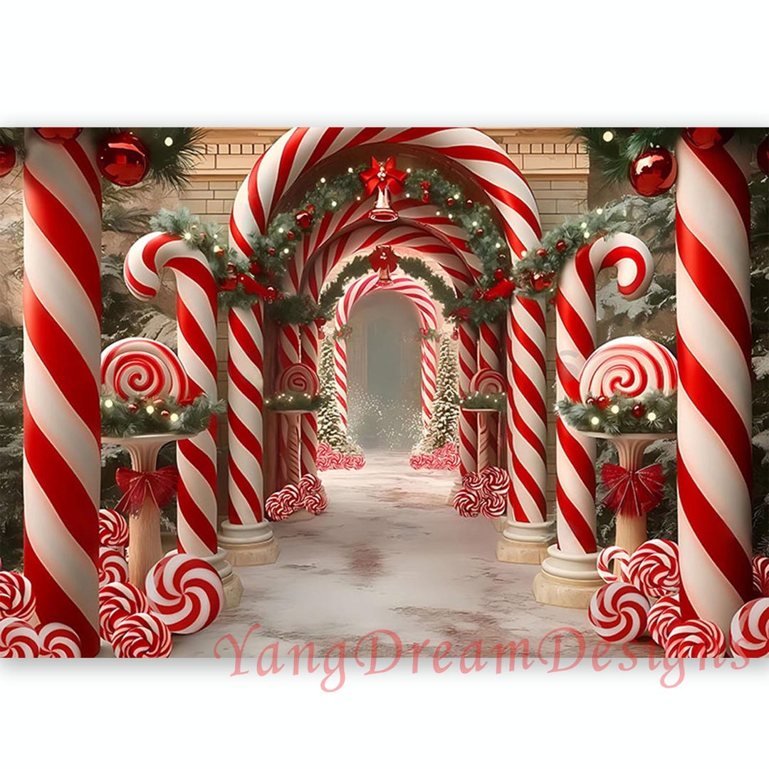 Candy World Photography Background Christmas Photo Backdrop Red Candy ...