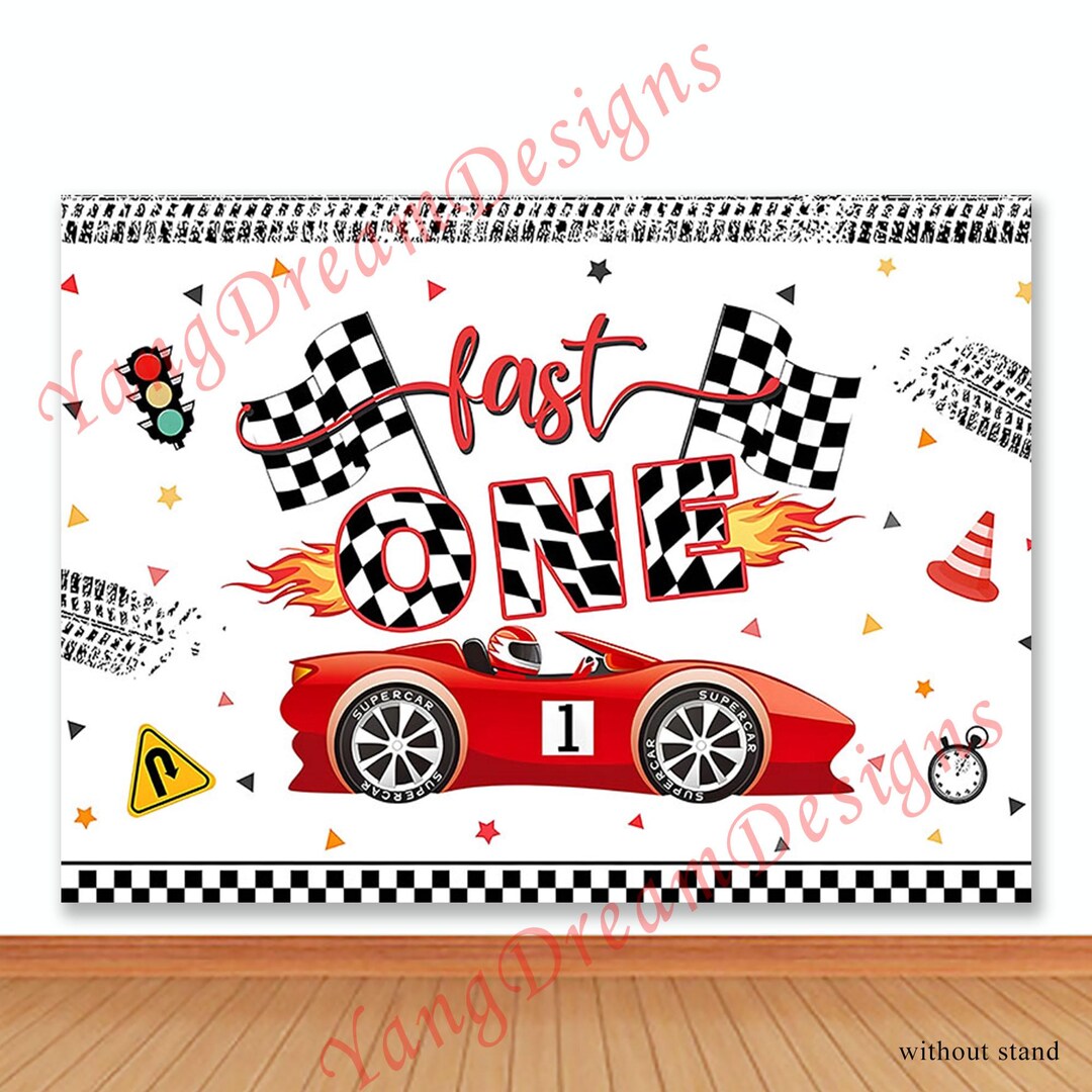 Fast One Race Car Photo Backdrop Boy 1st Birthday Super Car Photography ...