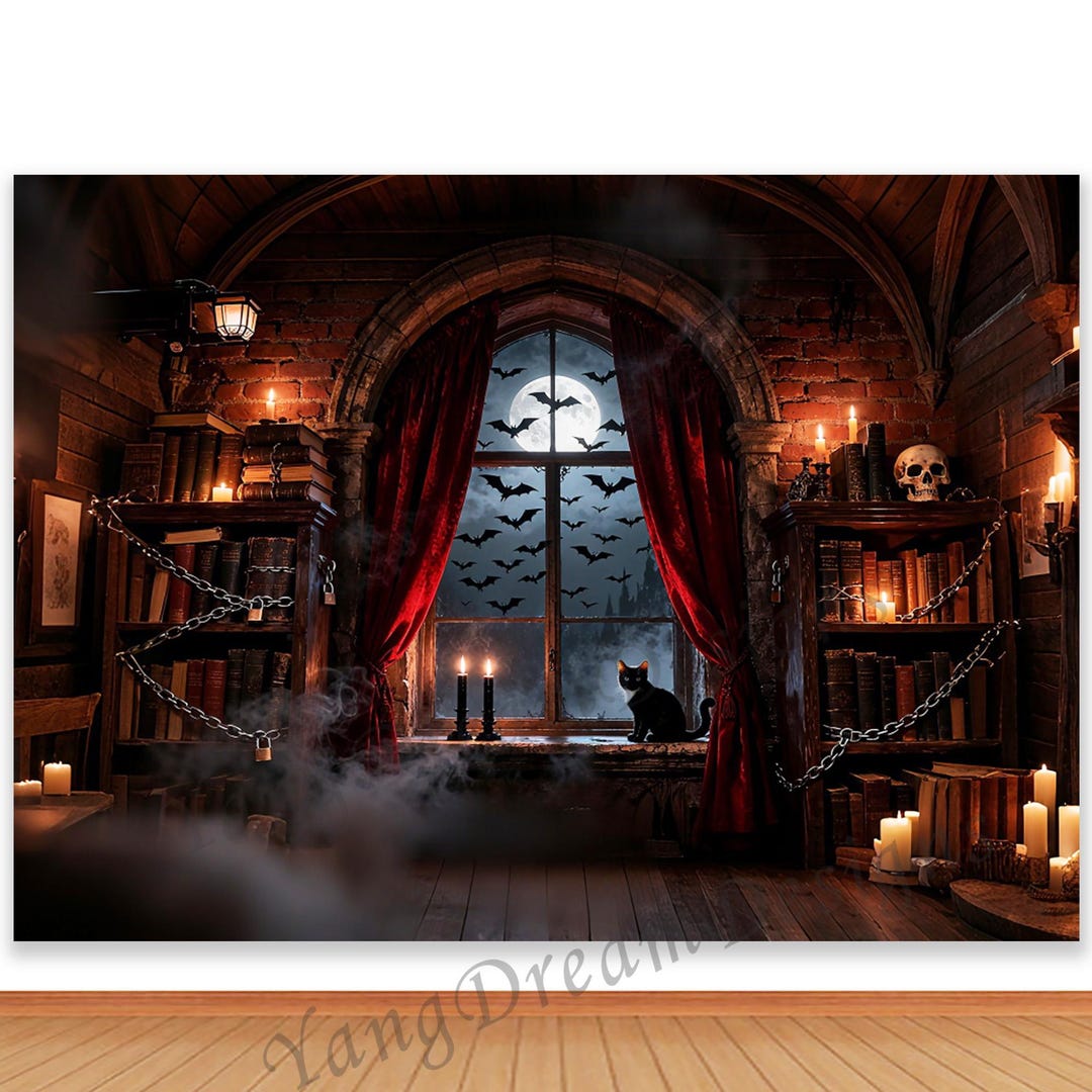 Halloween Party Photo Backdrop : Gothic Window Vampire Castle ...