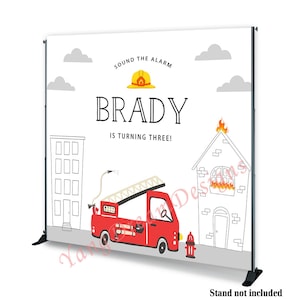 Sound the Alarm Photo Backdrop Firetruck Birthday Photography ...