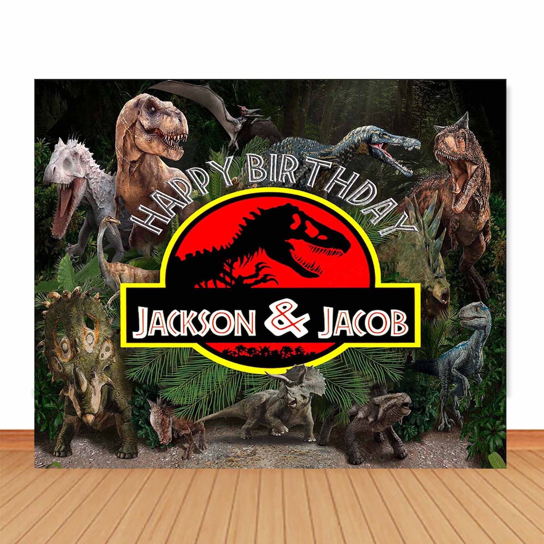 Jurassic World Dinosaur Photo Backdrop Boys Happy Birthday Baby Shower ...