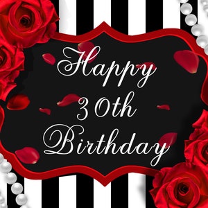 Red Rose 30th Birthday Photo Backdrop: Black and White Stripes - Etsy